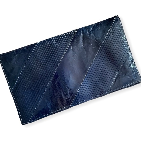 Vintage | Bags | 8s Vintage Blue Leather Envelope Clutch | Poshmark